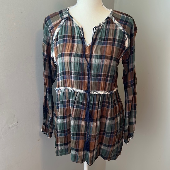 THML | Tops | Thml Plaid Peasant Top | Poshmark